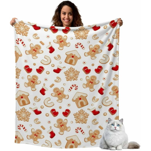 Christmas Throw Blanket for Couch Gingerbread Man Fleece Blanket for ...