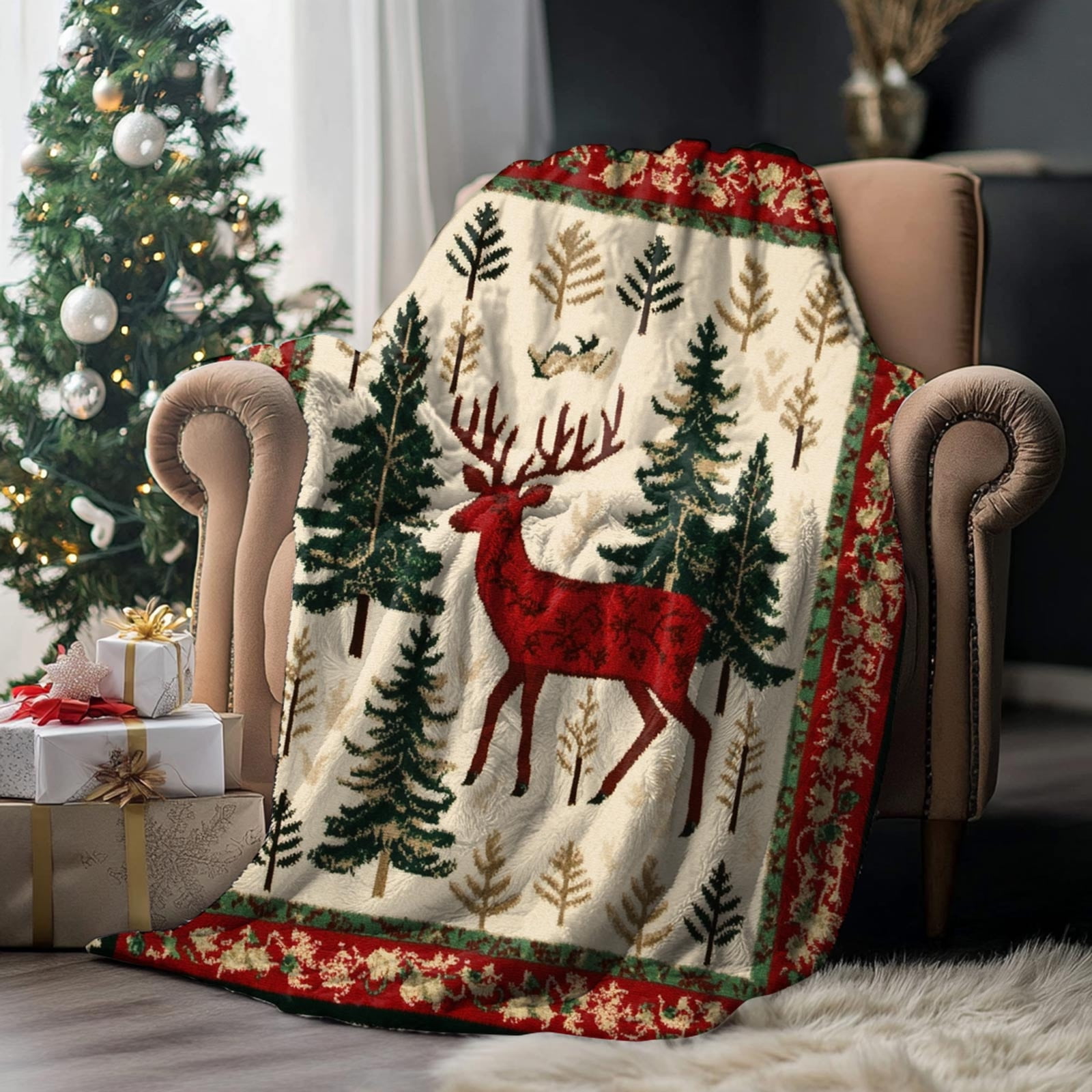 Christmas Throw Blanket | Holiday Christmas Reindeer Snowflakes Snowman ...