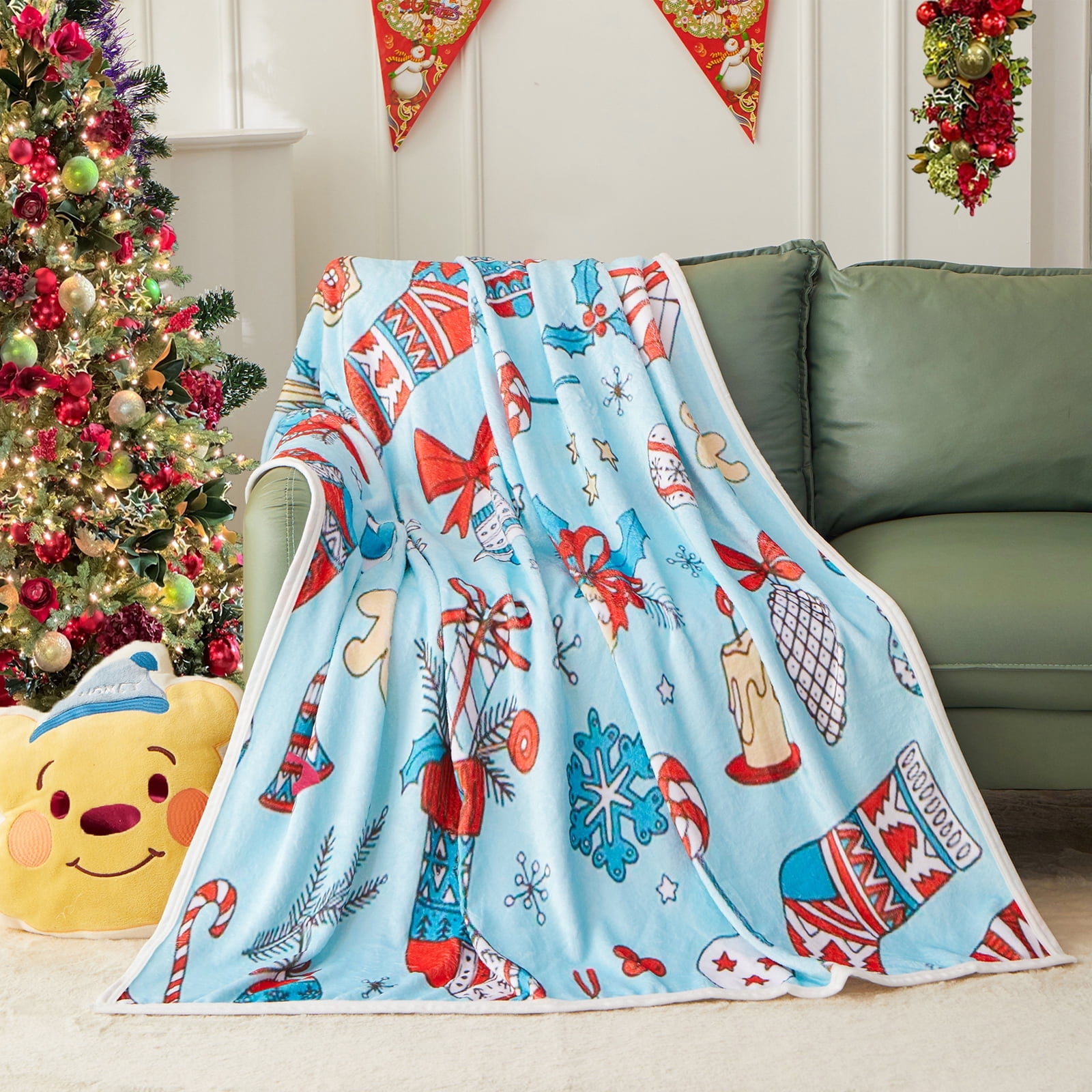 Christmas Throw Blanket - Lightweight Flannel Fleece Christmas-Themed ...