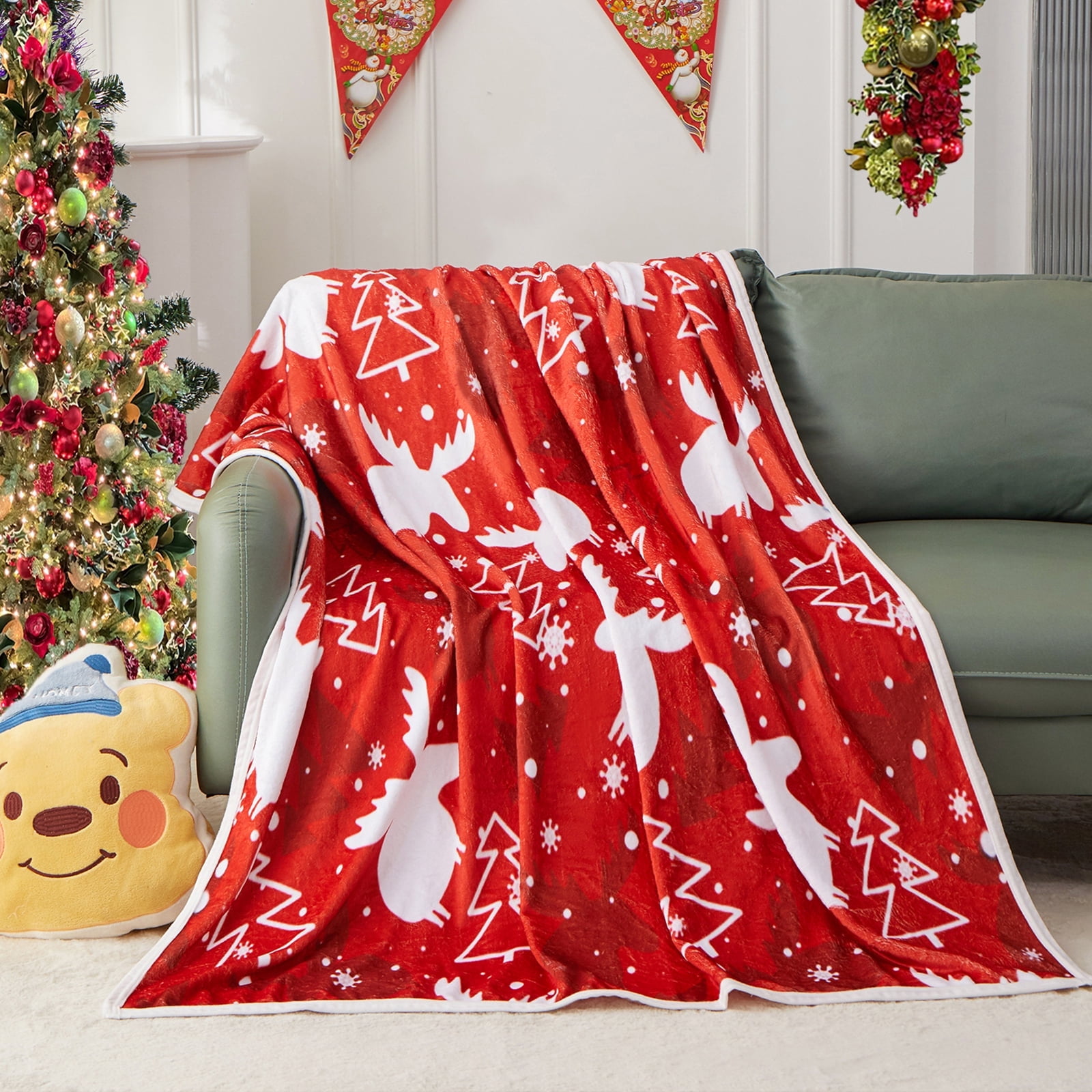 Christmas Throw Blanket - Lightweight Flannel Fleece Christmas-Themed ...