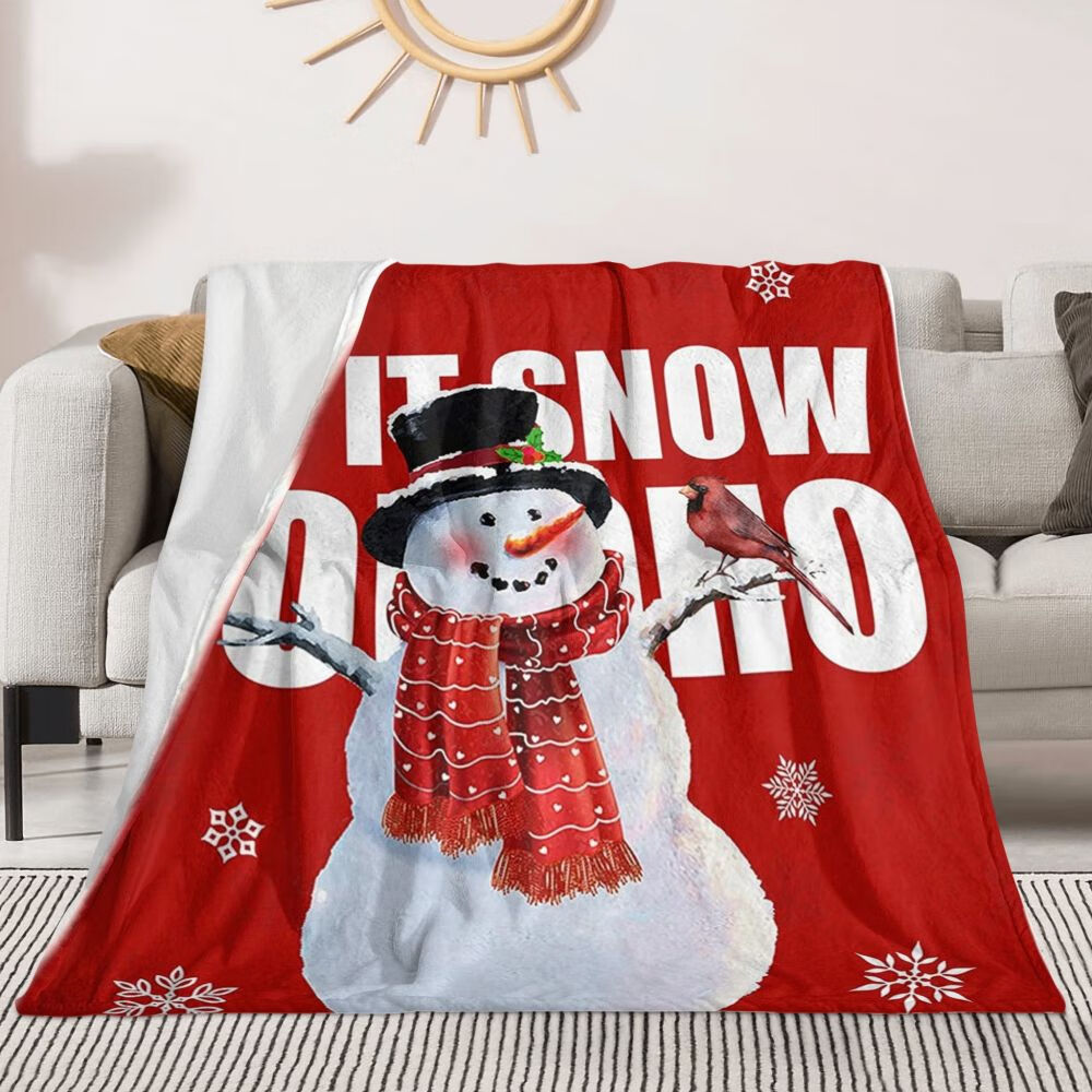 Christmas Throw Blanket, Snowman and Snowflake Merry Christmas Blanket ...