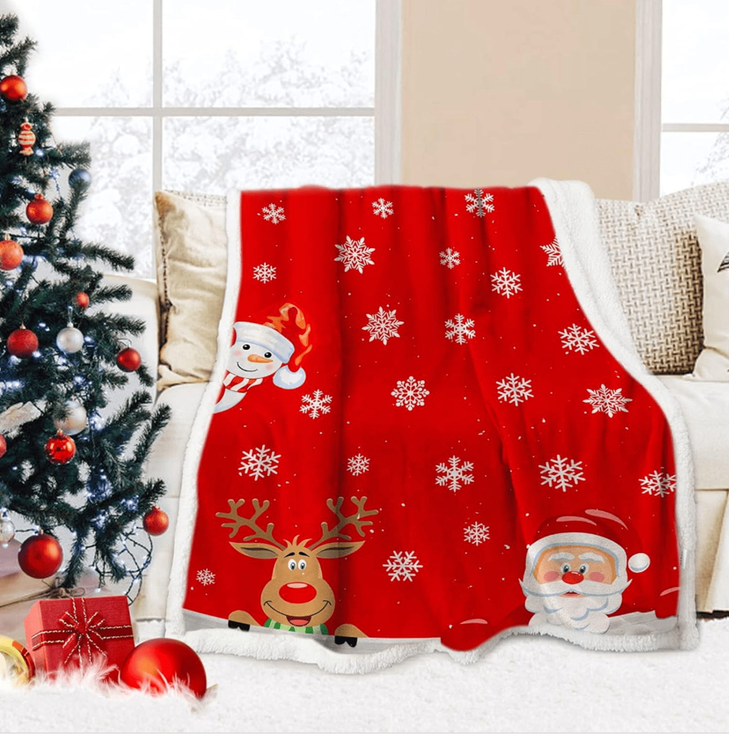 Christmas Throw Blanket for Stylish Warm Winter Cabin Throw - Red ...