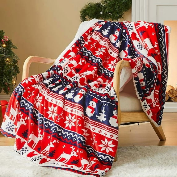 Christmas Throw Blanket,Winter Holiday Sherpa Fleece Blanket, Premium ...