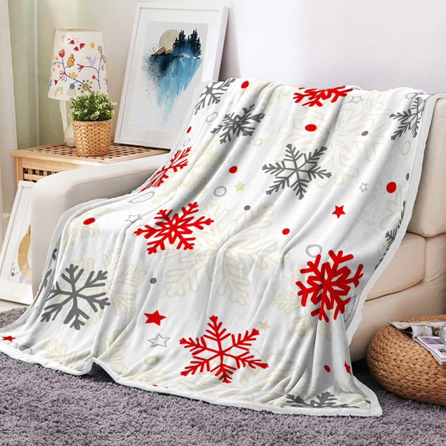 Christmas Throw Blanket Winter Snowflakes Holiday Blankets and Throws ...