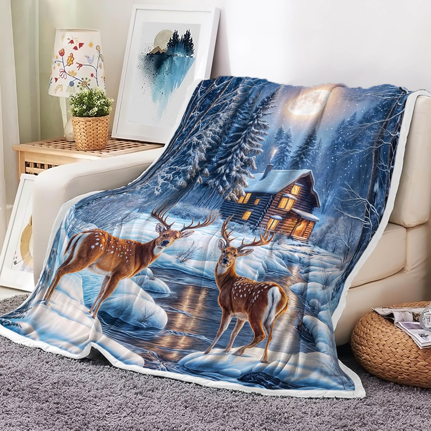 Christmas Throw Blanket, Winter Snowman Snowflake Fleece Blanket, Xmas ...