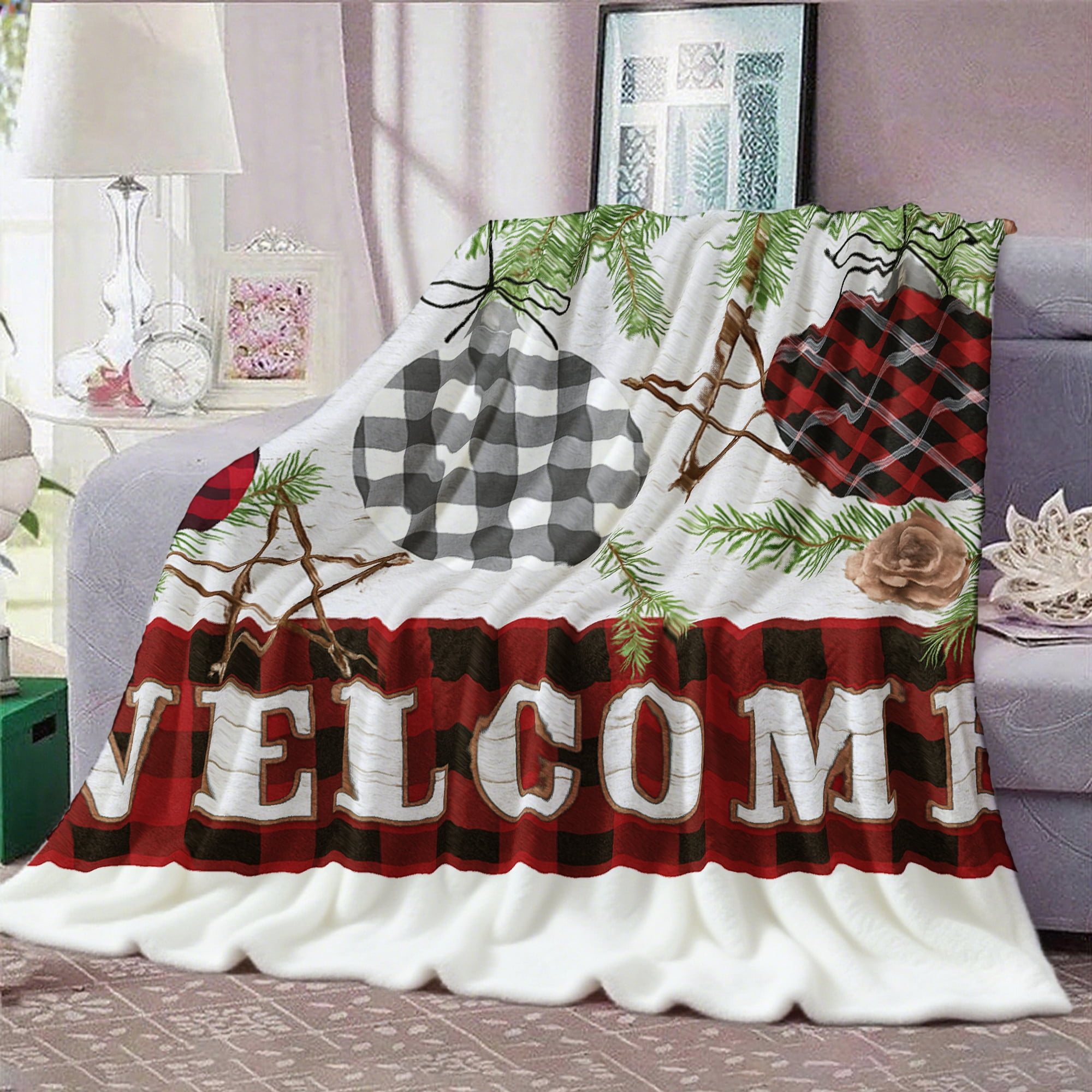 Christmas Throw Blankets for Women Men, Super Soft Flannel Fleece Blanket 60"x80" Welcome ...