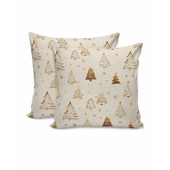Christmas Throw Pillow Covers 16x16 Inch Set of 2 Gold Christmas Tree ...