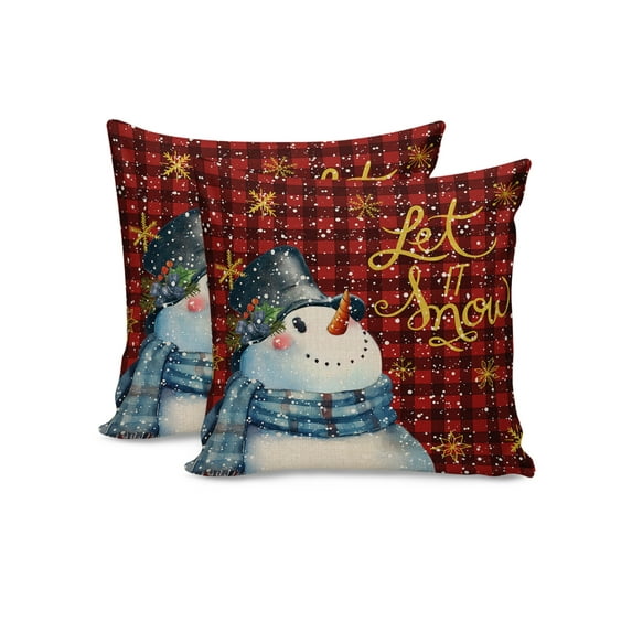 Christmas Throw Pillow Covers 16x16 Inch Set of 2 Snowman Snowflake ...
