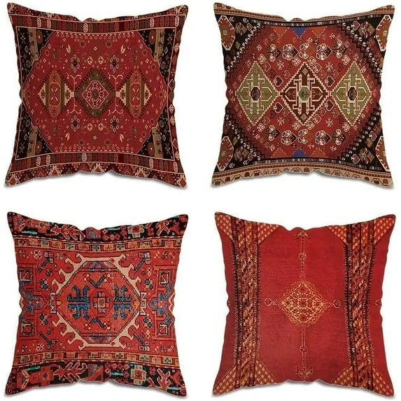 Christmas Throw Pillow Covers, Red Holiday Decorative Cushion Cases ...