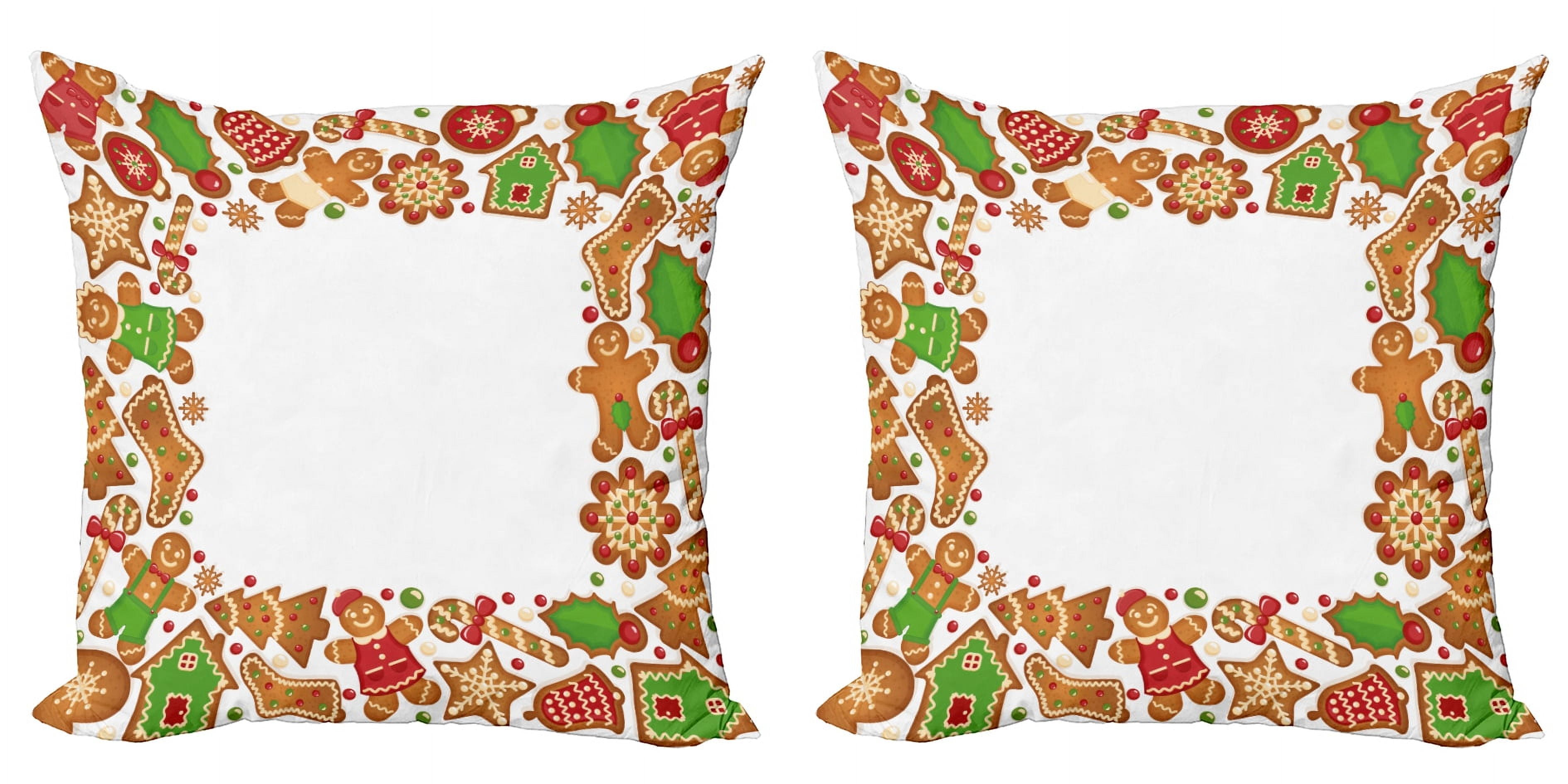 Ambesonne Christmas Throw Pillow Cover 2 Pack, Gingerbread Biscuits, 20 ...