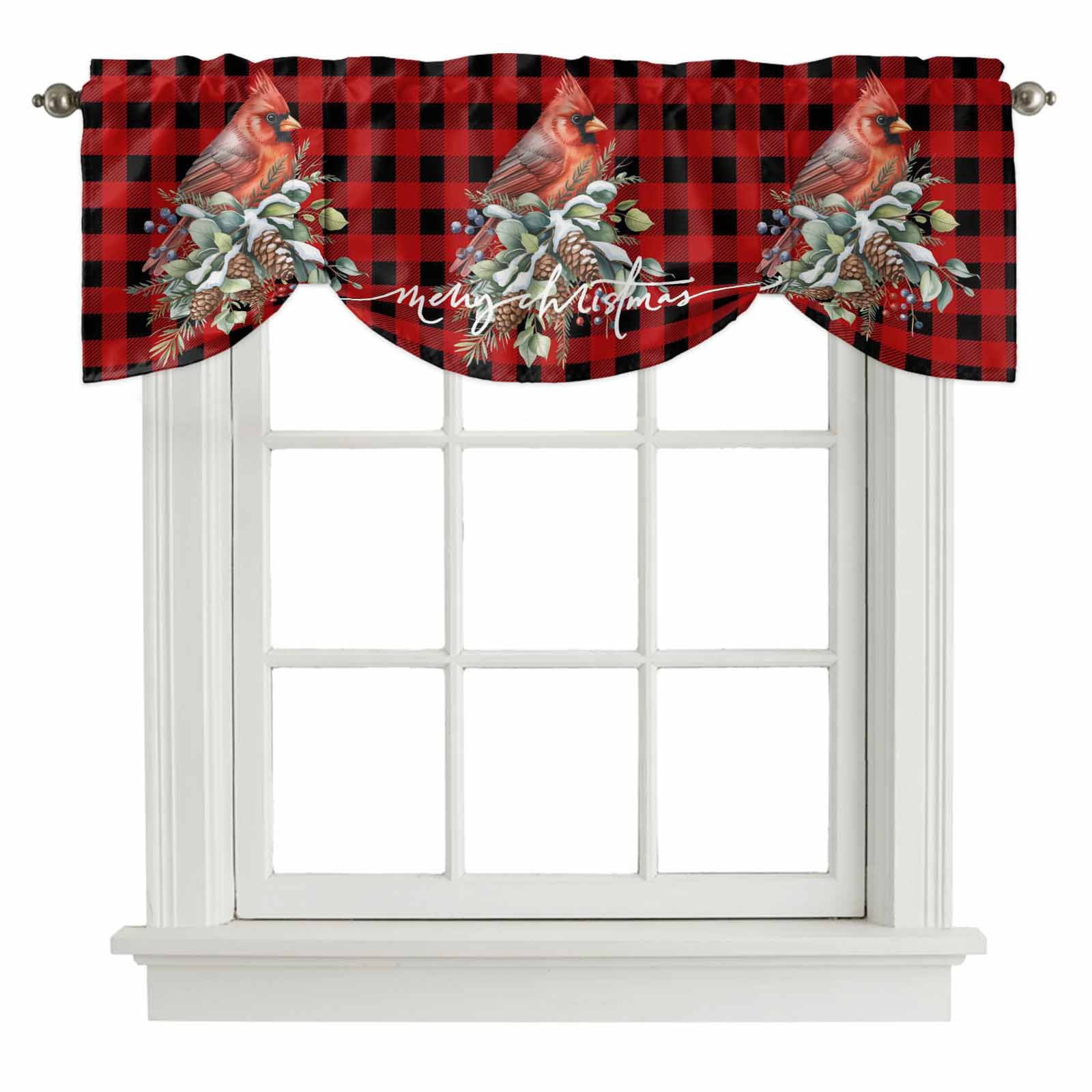 Christmas Tie Up Valance Curtains for Windows, Kitchen Curtains Window ...