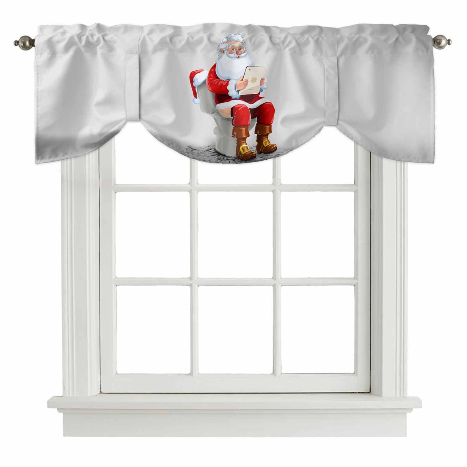 Christmas Tie Up Valance Curtains for Windows, Kitchen Curtains Window ...
