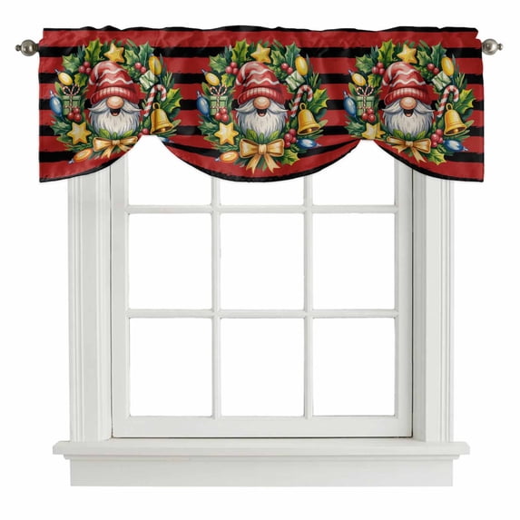Christmas Tie Up Valance Curtains for Windows, Kitchen Curtains Window ...
