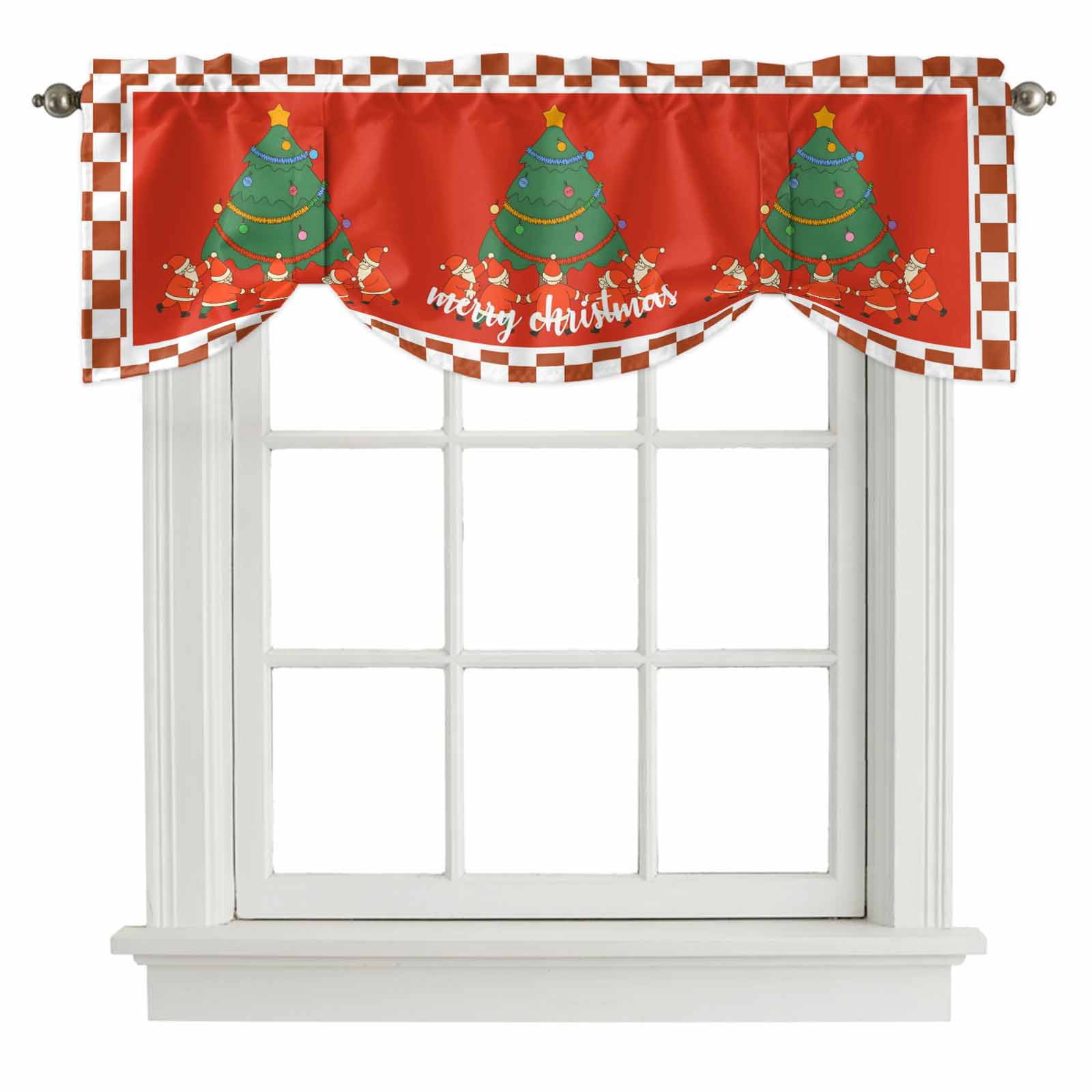 Christmas Tie Up Valance Curtains for Windows, Kitchen Curtains Window ...
