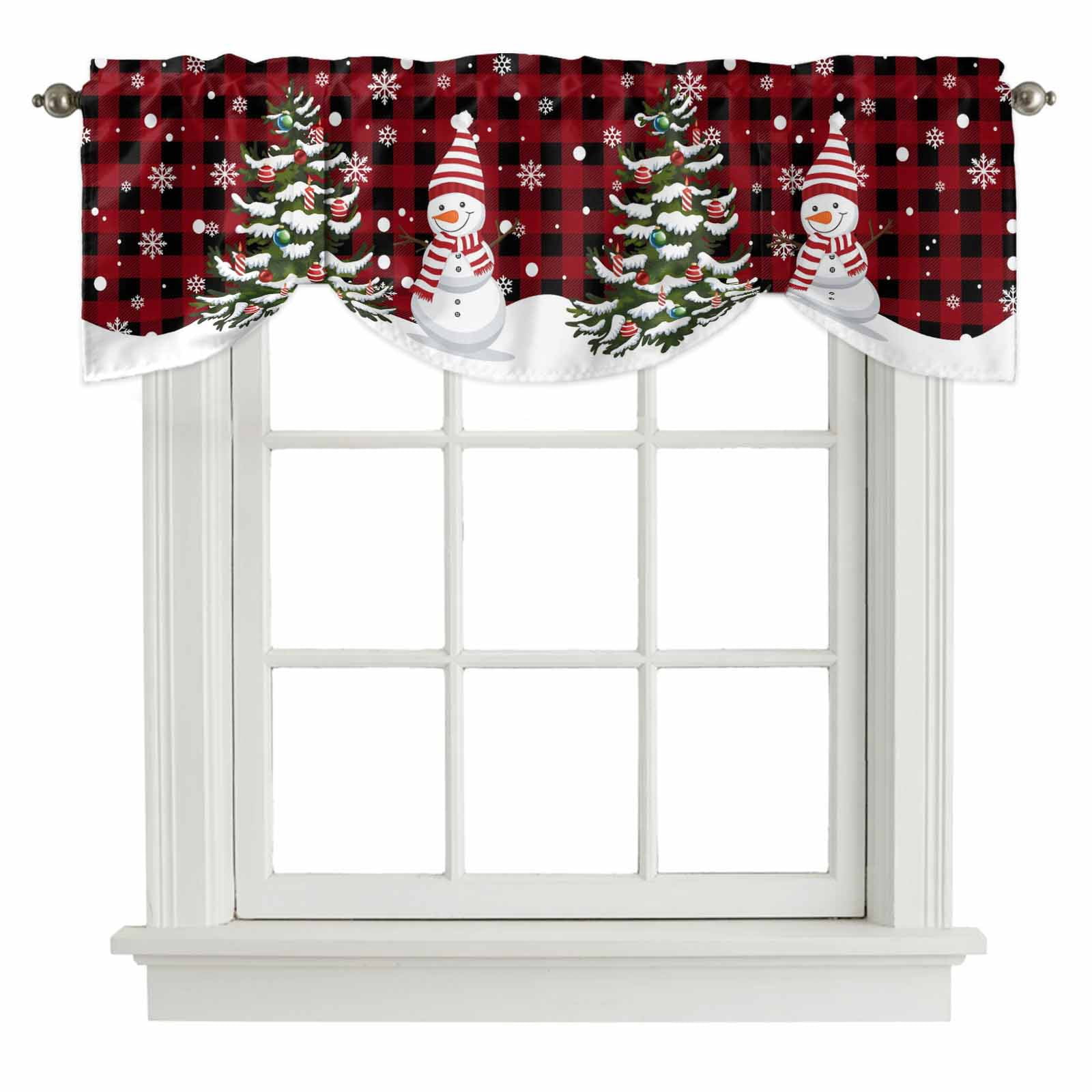 Christmas Tie Up Valance Curtains for Windows, Kitchen Curtains Window ...