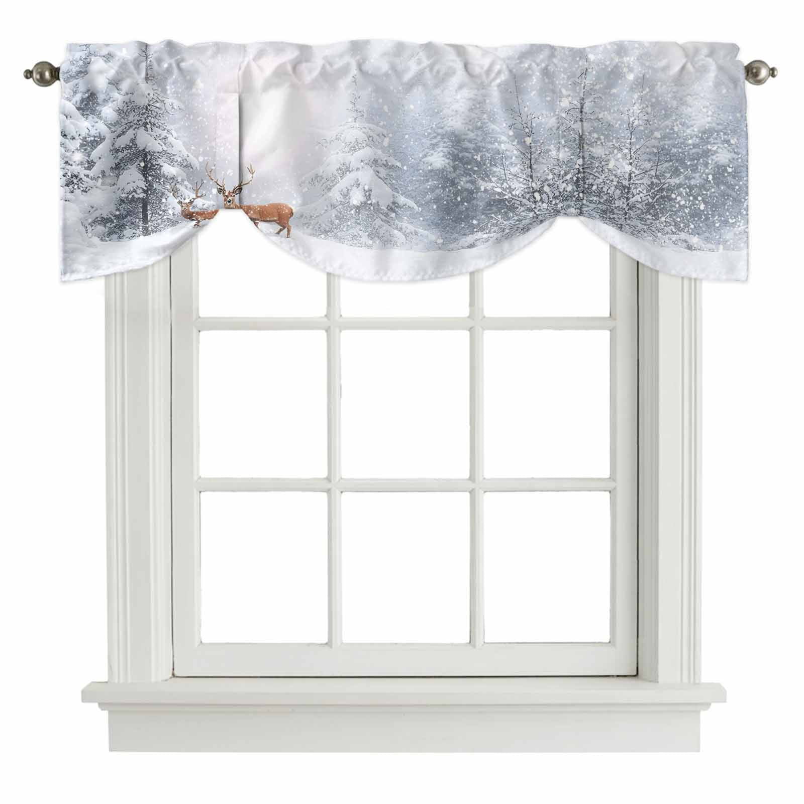 Christmas Tie Up Valance Curtains for Windows, Kitchen Curtains Window ...