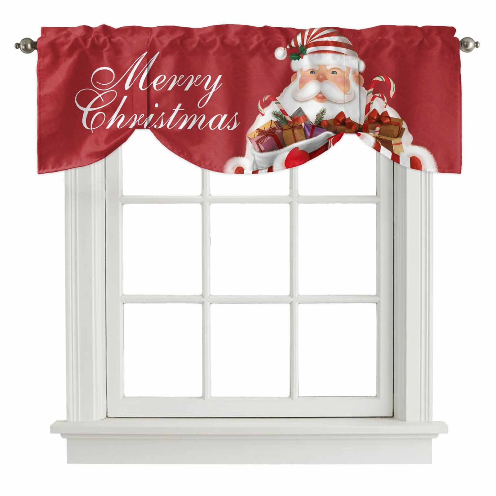 Christmas Tie Up Valance Curtains for Windows, Kitchen Curtains Window ...