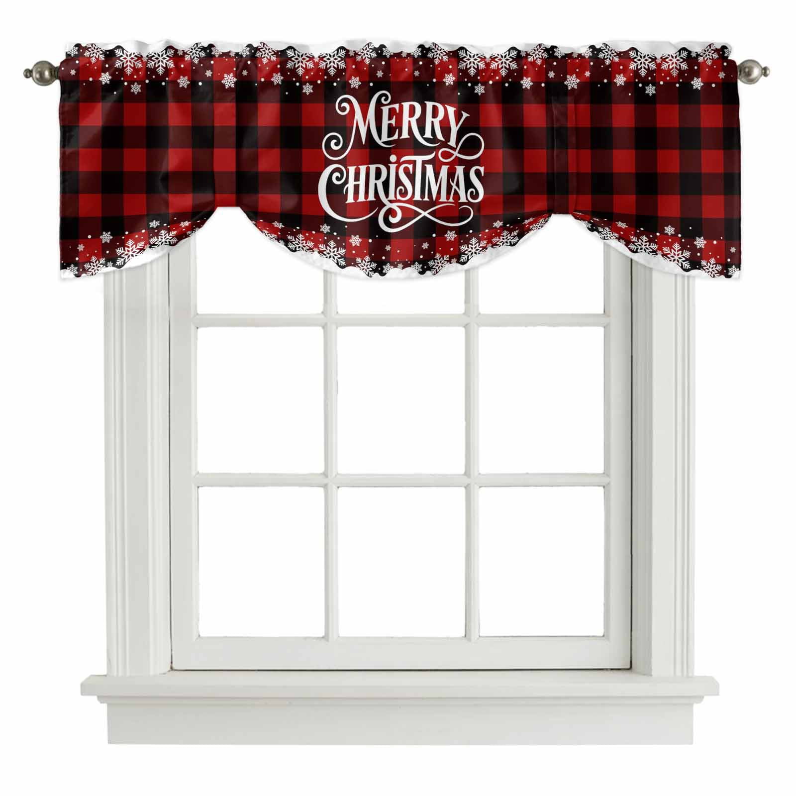 Christmas Tie Up Valance Curtains for Windows, Kitchen Curtains Window ...