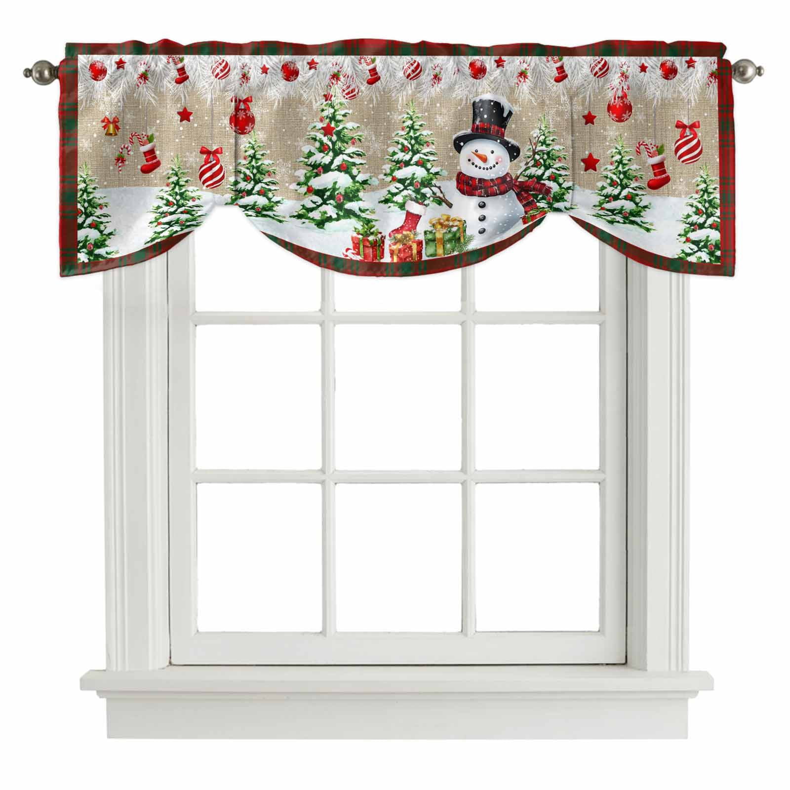 Christmas Tie Up Valance Curtains for Windows, Kitchen Curtains Window ...