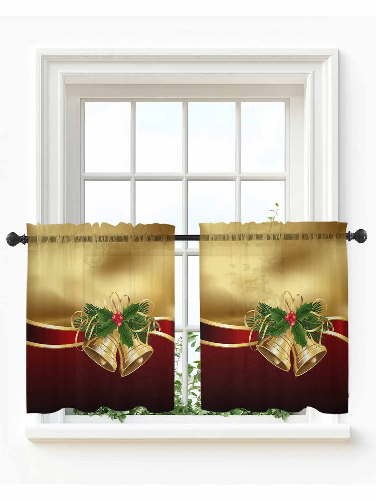 Christmas Tier Curtains 36 Inch Length,Sheer Curtains for Bedroom ...