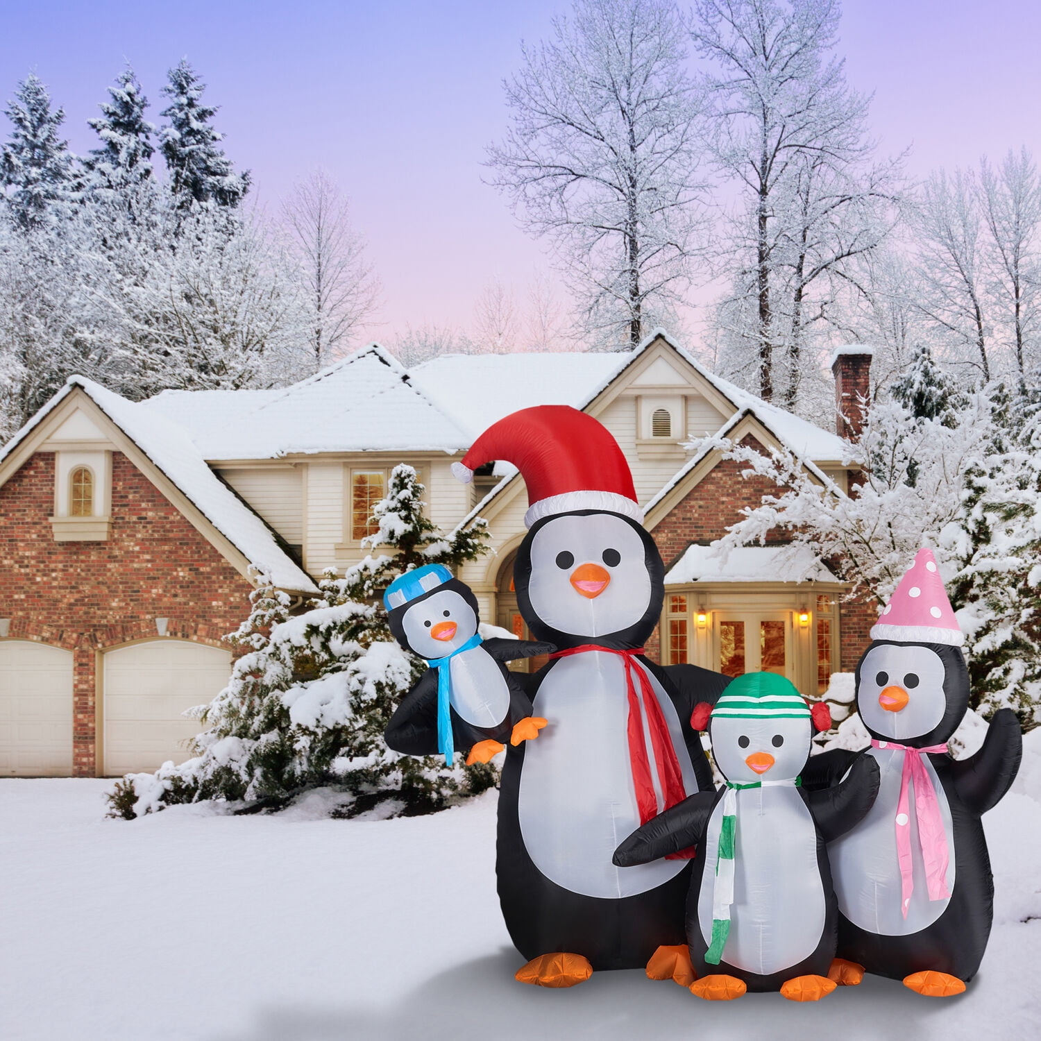 Christmas Time 10ft Inflatable Penguin Family with Lights - Walmart.com
