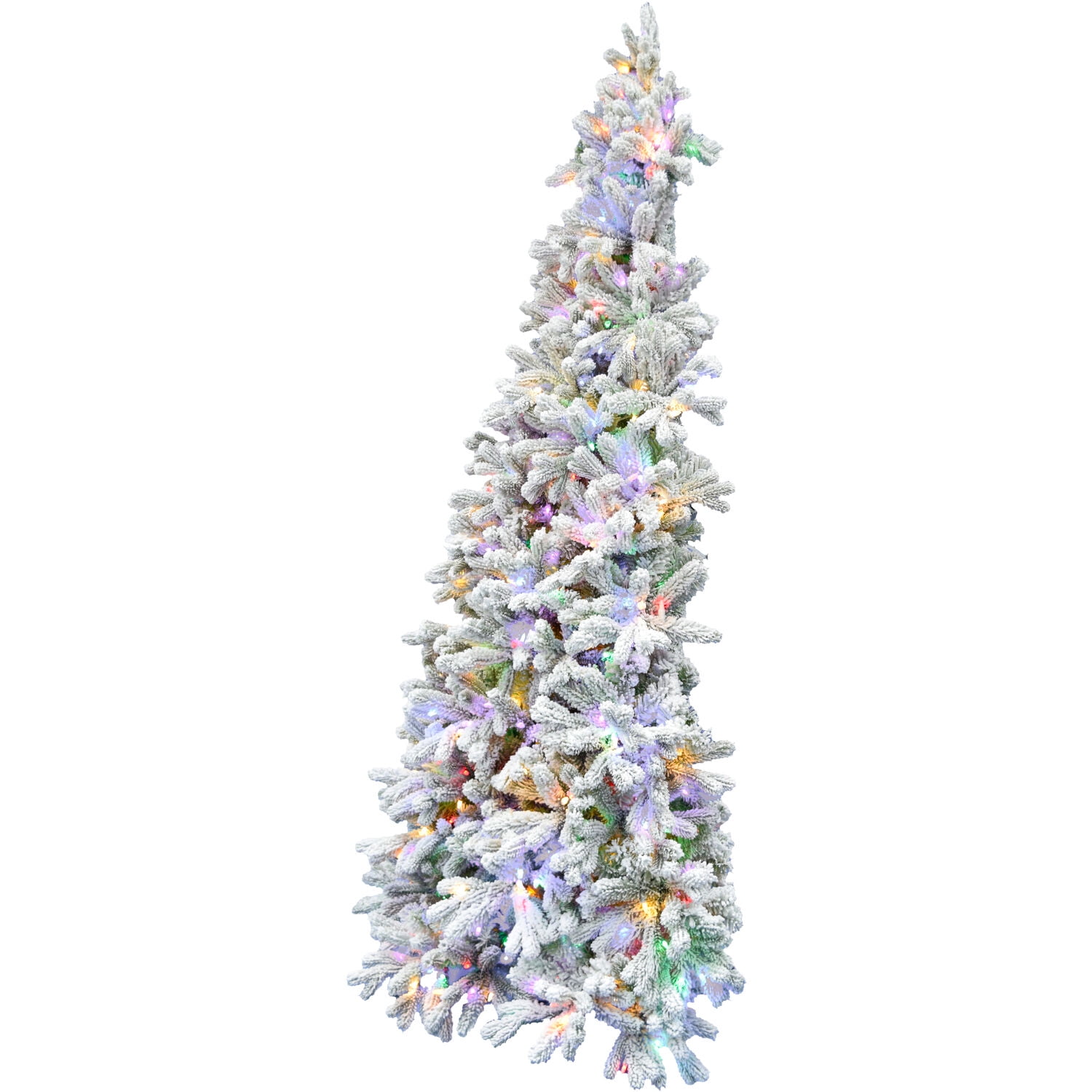 Christmas Time 6.5-Ft. Snow Flocked Half Christmas Tree with Multi ...