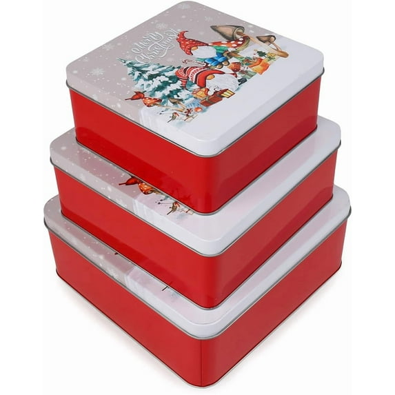 Christmas Tin Gift Box Santa Tinplate Candy Cookie Box Square Candy ...