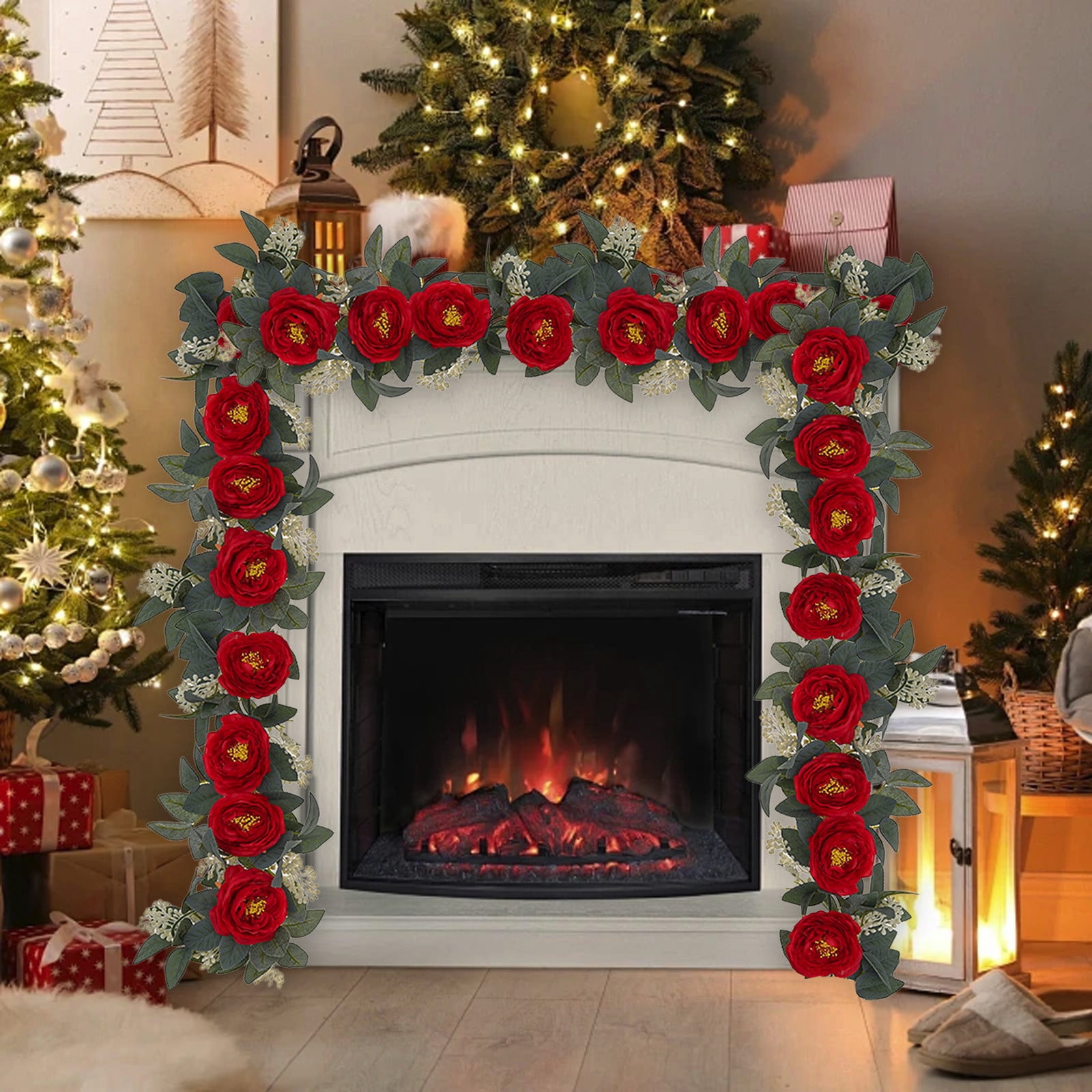 Christmas Tinsel Garland Glitter Green Decoration | 68.9in Hanging ...