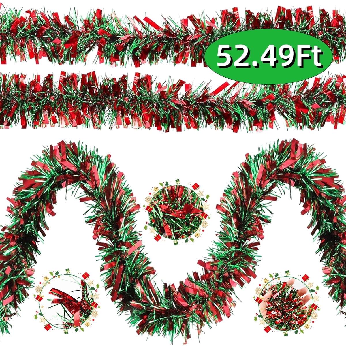 Christmas Tinsel Garland Party Supplies Xmas Garlands for Tree Mirror ...