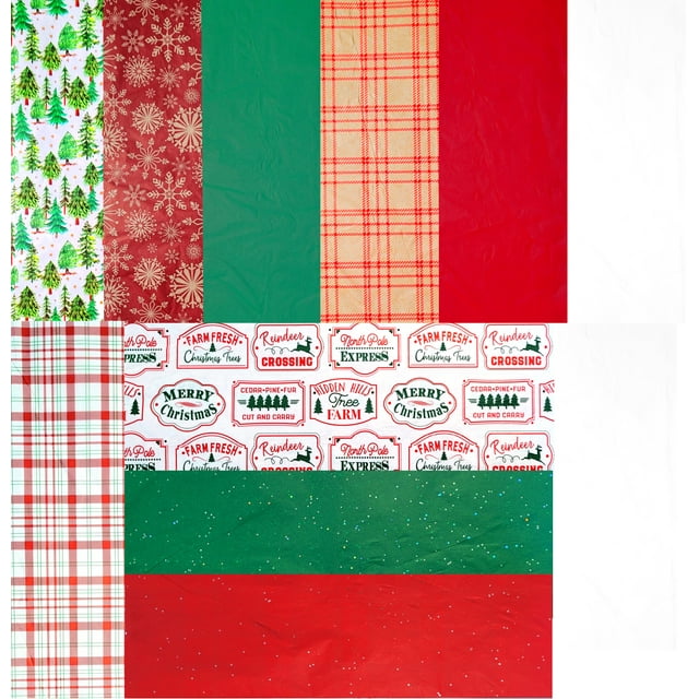 Christmas Tissue Paper Printed & Solid- 100 Sheet - Walmart.com