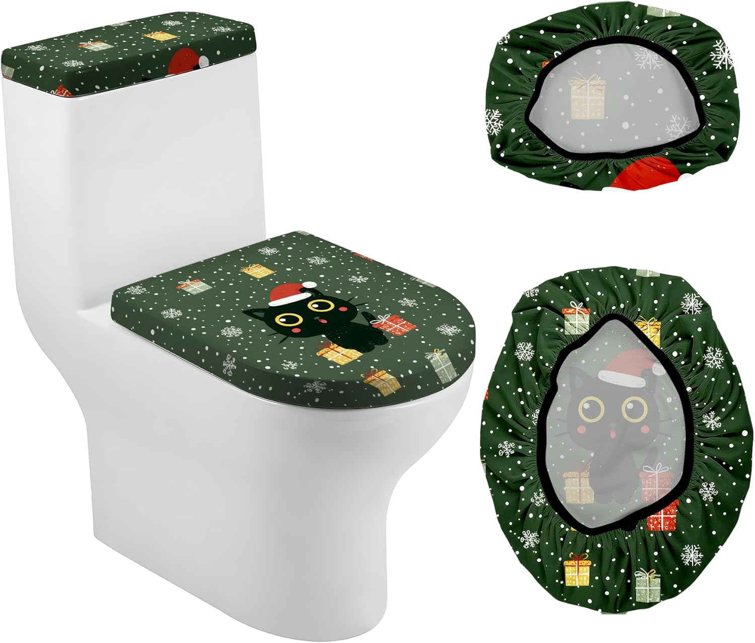 Christmas Toilet Lid Cover, Dust Splash Resistant Toilet Seat Cover and ...