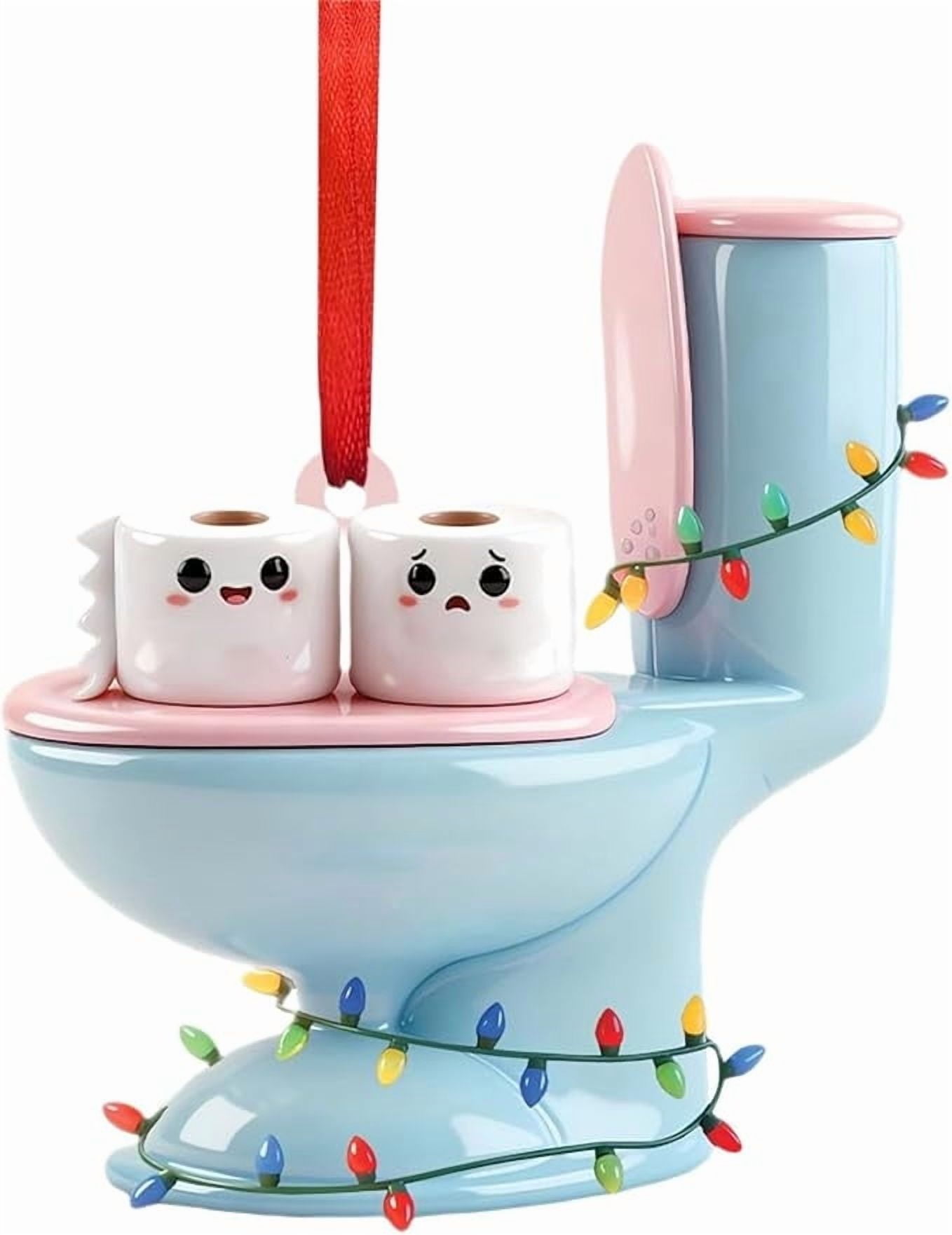 Christmas Toilet Ornament Toilet Santa Hat Acrylic Keepsake Hanging ...