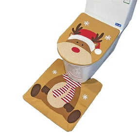 Snowman Bathroom Toilet Seat Cover And Rug Set