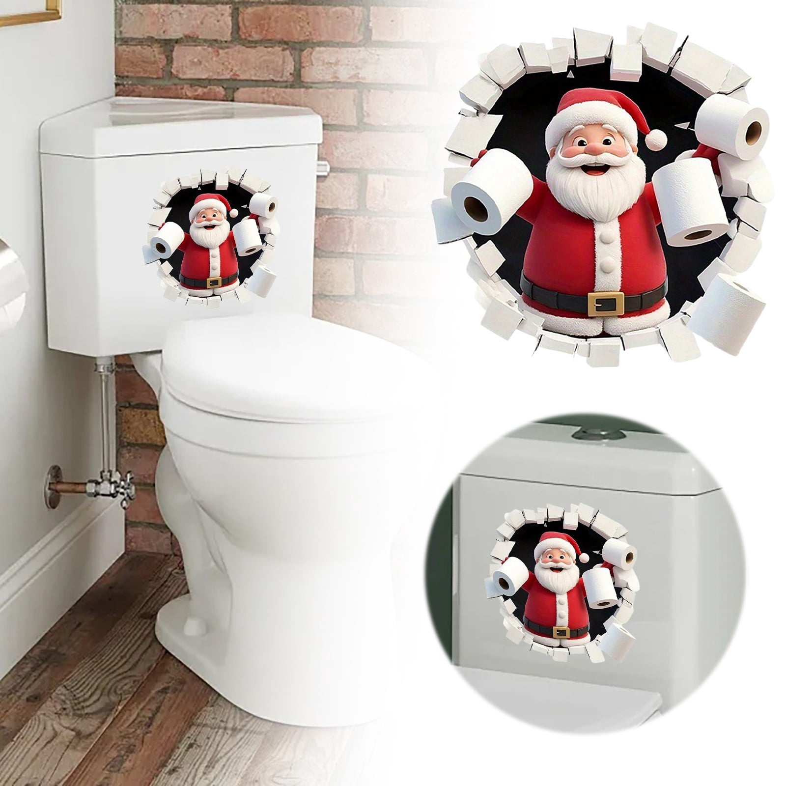 Christmas Toilet Stickers Santa Claus Delivering Tissues Waterproof ...