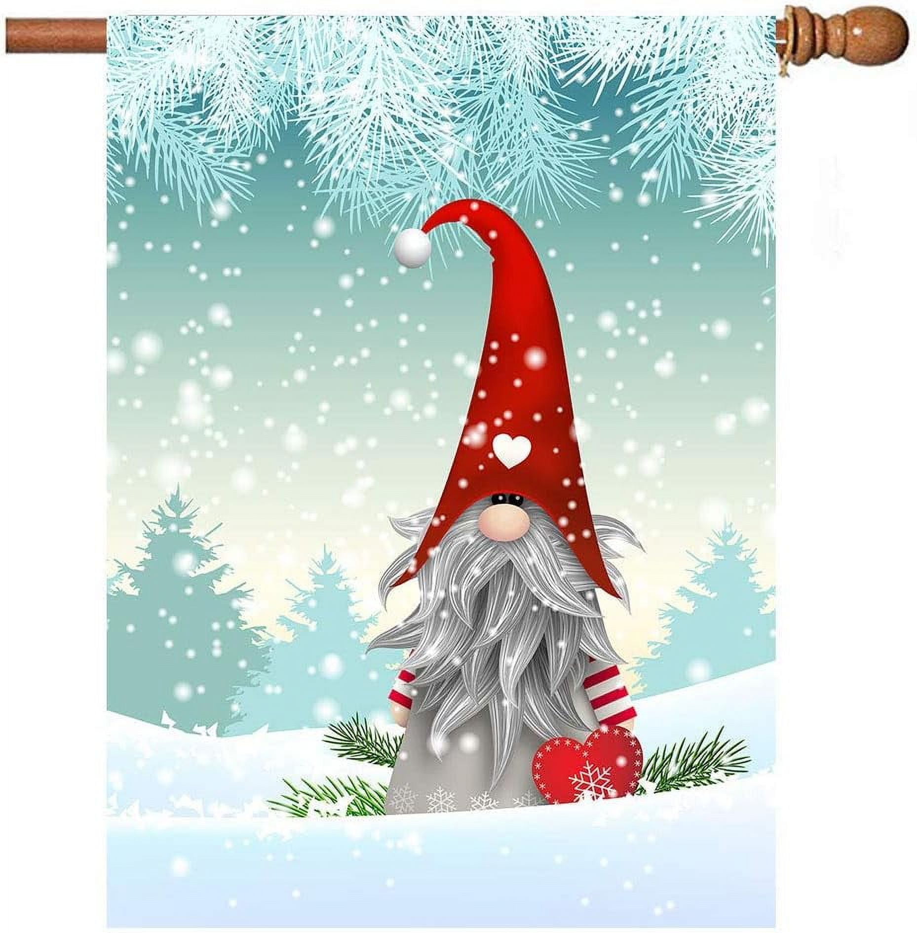 Christmas Tomte in Winter Garden Yard Flag Banner House Home Decor 28 x ...
