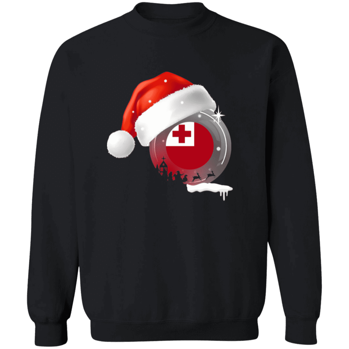Christmas Tonga Flag With Santa Hat Tongan Root Proud Souvenir Crewneck ...