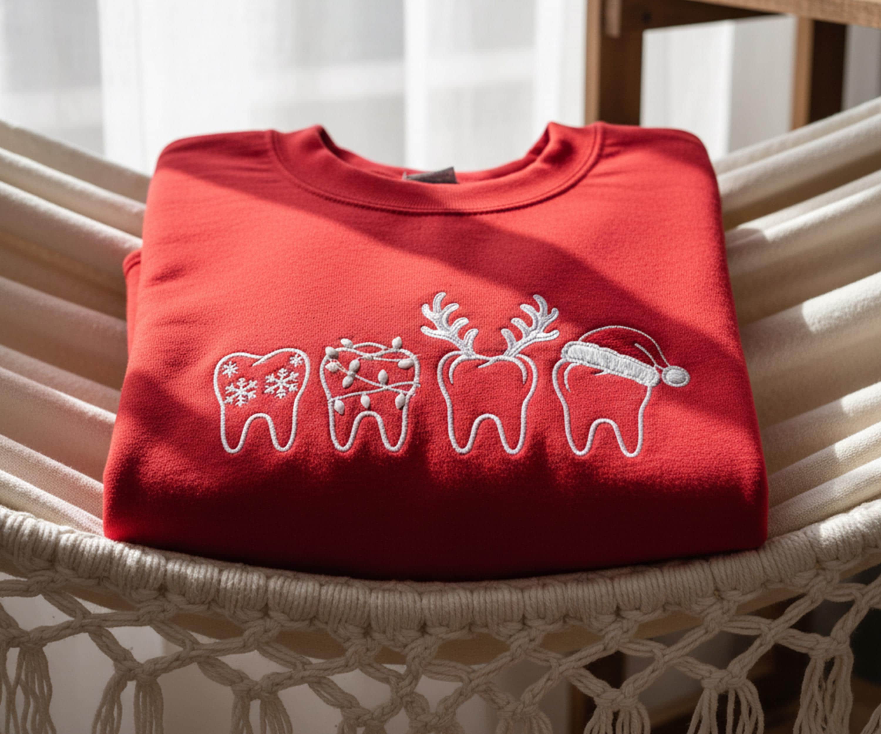 Christmas Tooth Embroidered Sweatshirt, Dentist Holiday Crewneck ...