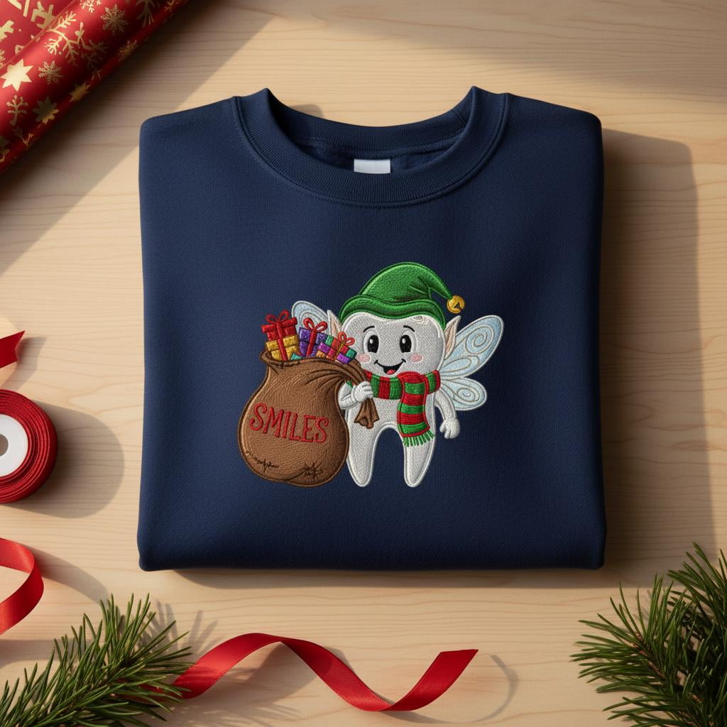 Christmas Tooth Fairy Embroidered Sweatshirt, Dental Elf Gift ...