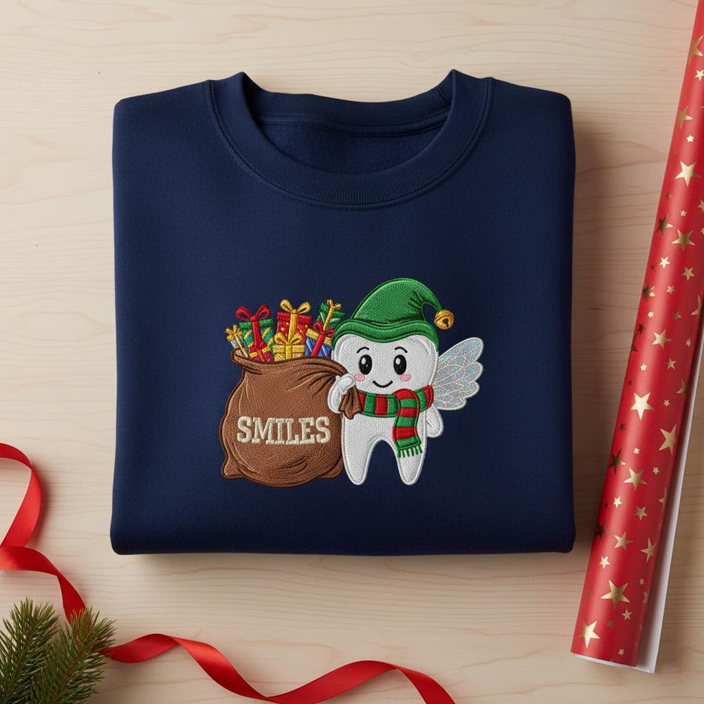 Christmas Tooth Fairy Embroidered Sweatshirt, Dental Elf Gift ...