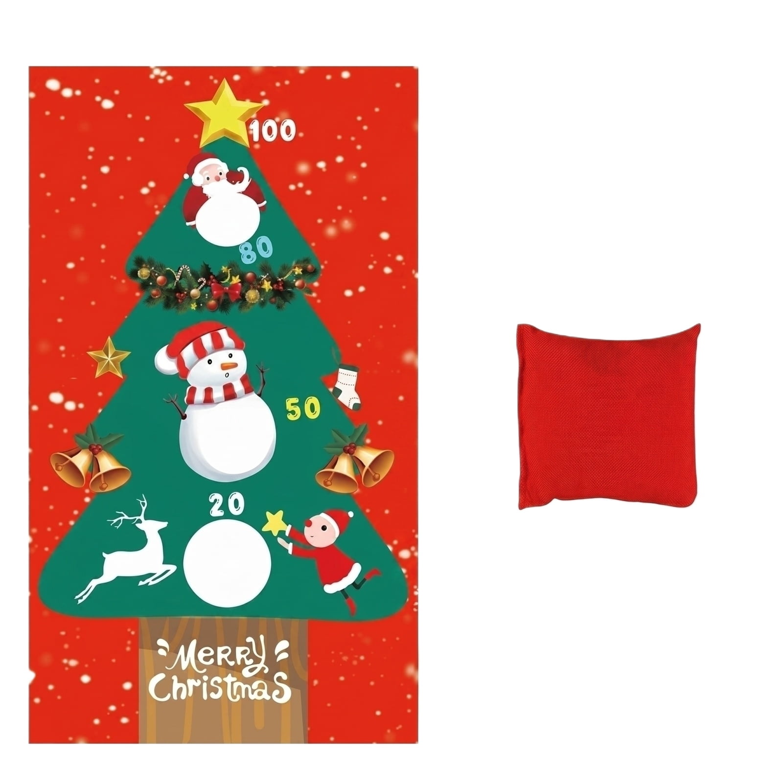 Christmas Toss Game Set with Hanging Banner and Red Bean Bags, Indoor ...