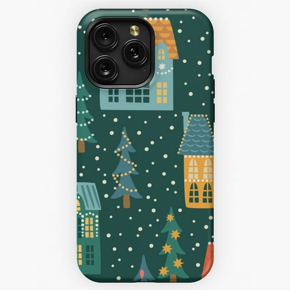 Christmas Town Festive Winter Holiday Scene iPhone Case 17 through 11 ...