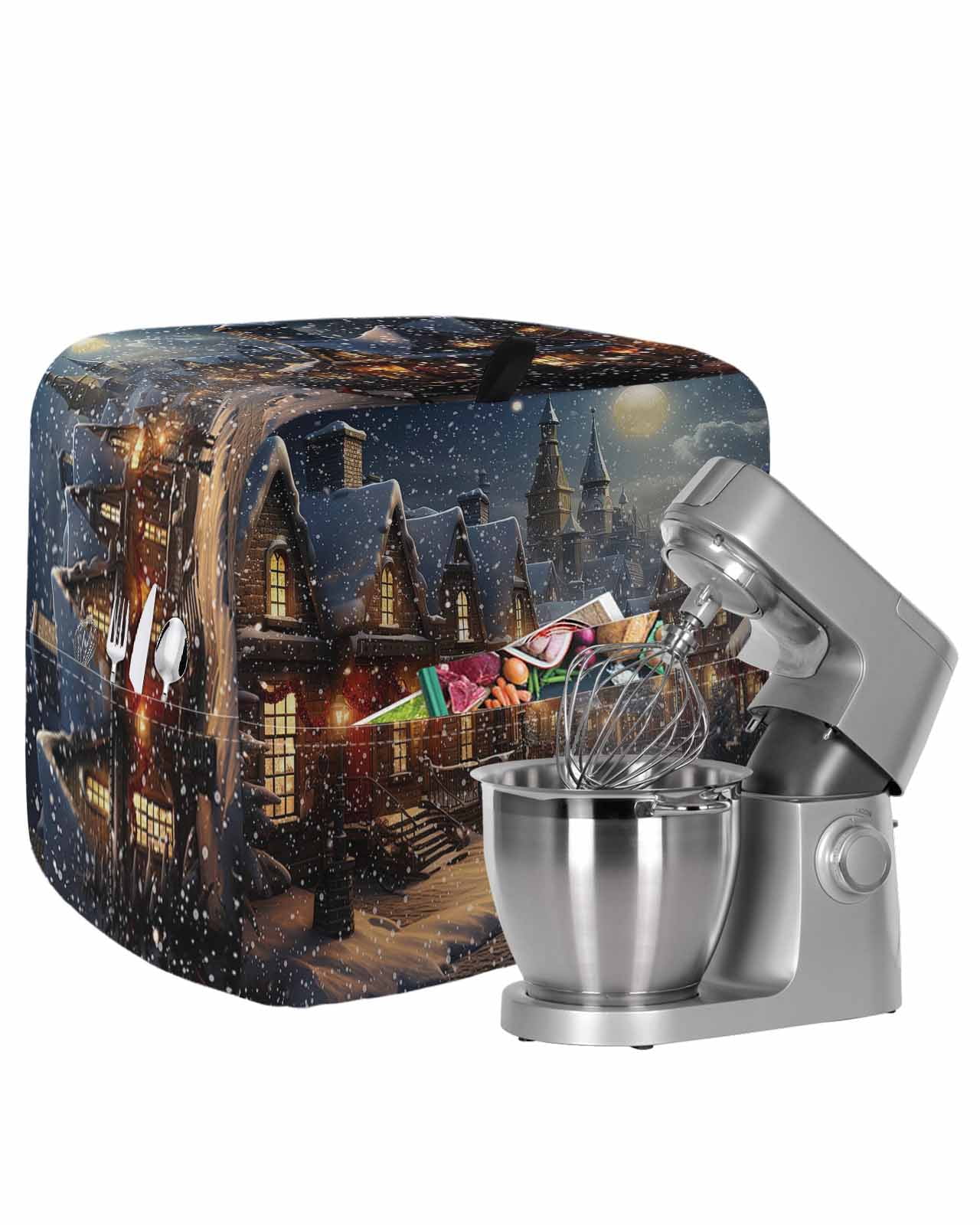 Christmas Town, Stand Mixer Dust Cover with Storage Pocket & Handles ...