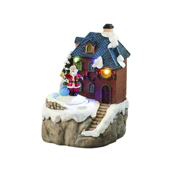 Christmas Toy Music Box Musical Lighted Christmas Cabin Rotating Santa ...