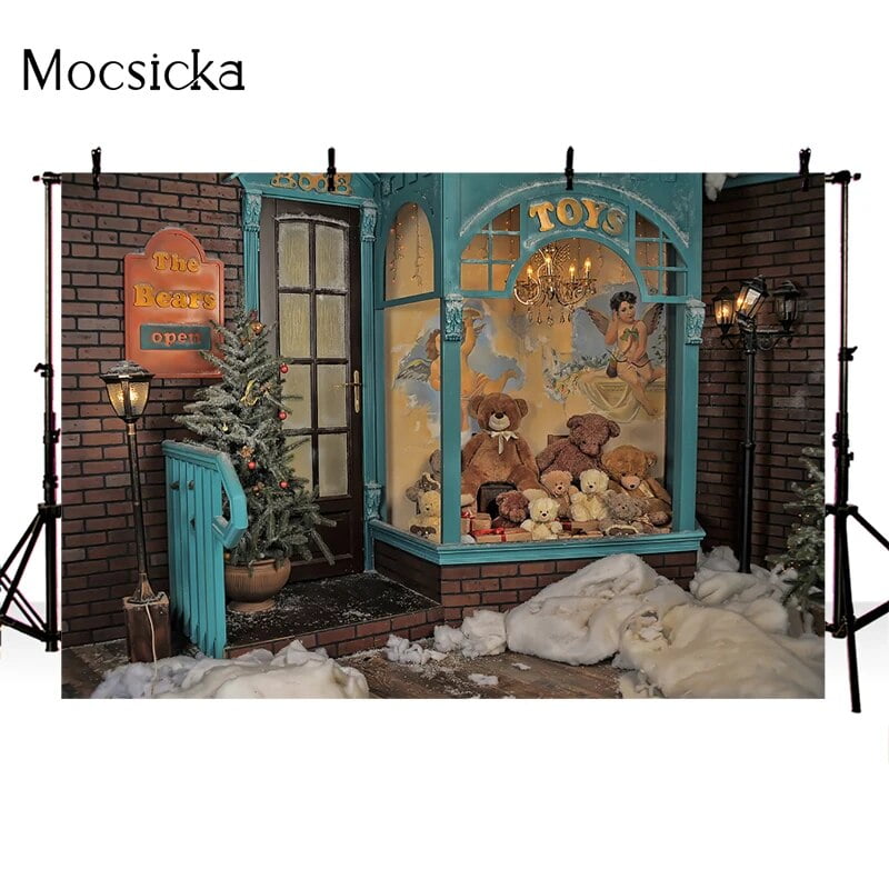Christmas Toy Store Backdrop Retro Gingerbread House Photography Xmas ...