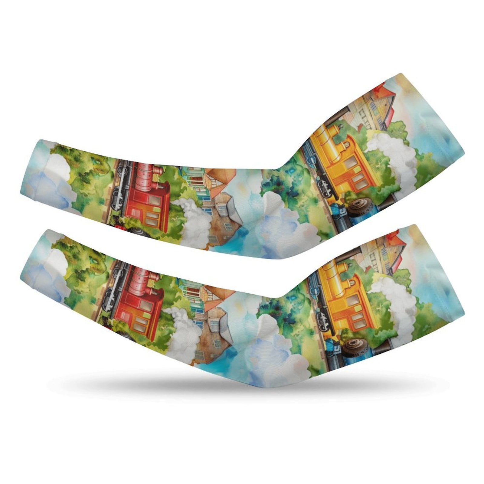 Christmas Train Cedar Tree Cooling Arm Sleeves For Men & Women ...