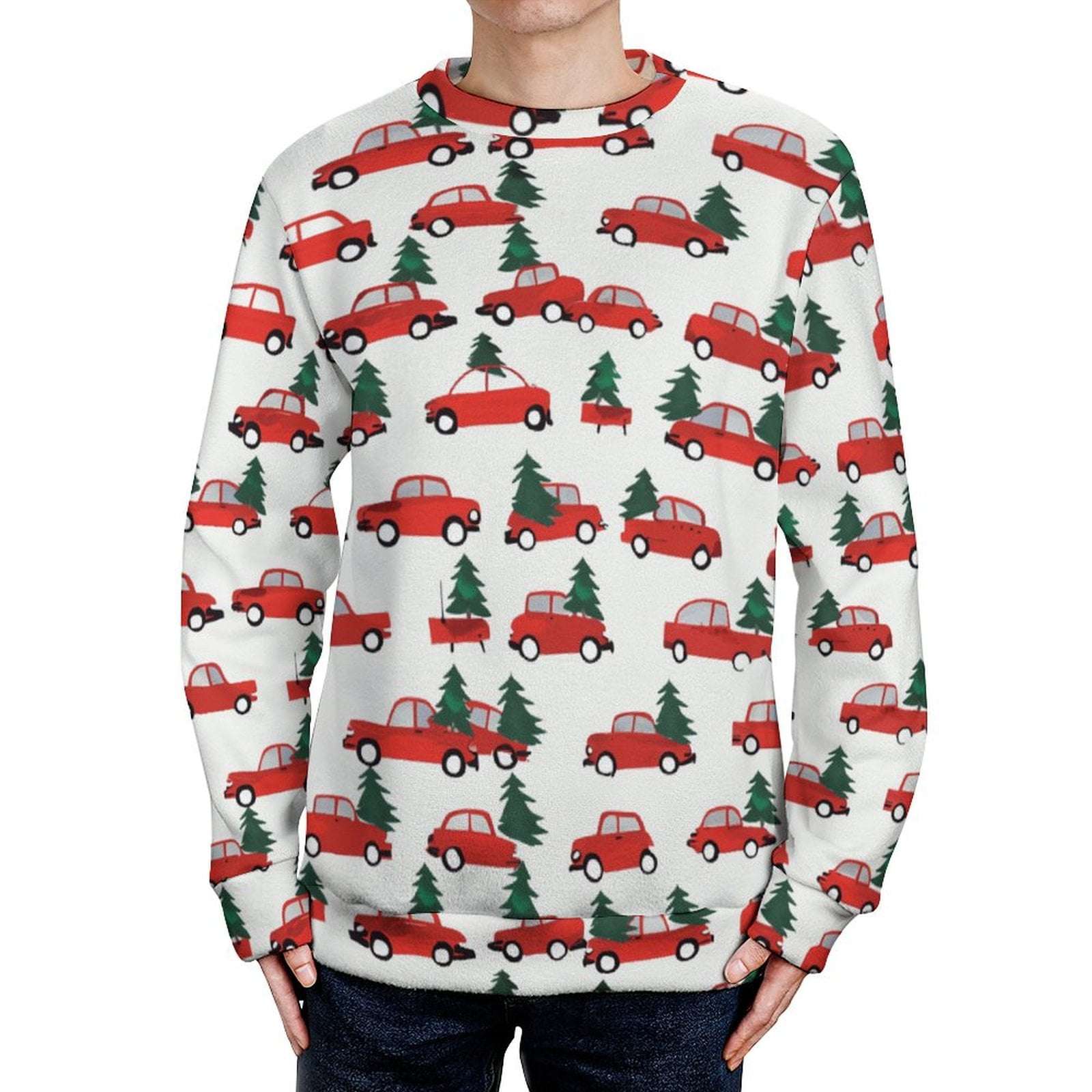 Christmas Train Cedar Tree Fall Fashion 2024 Long Sleeve Crew Neck ...