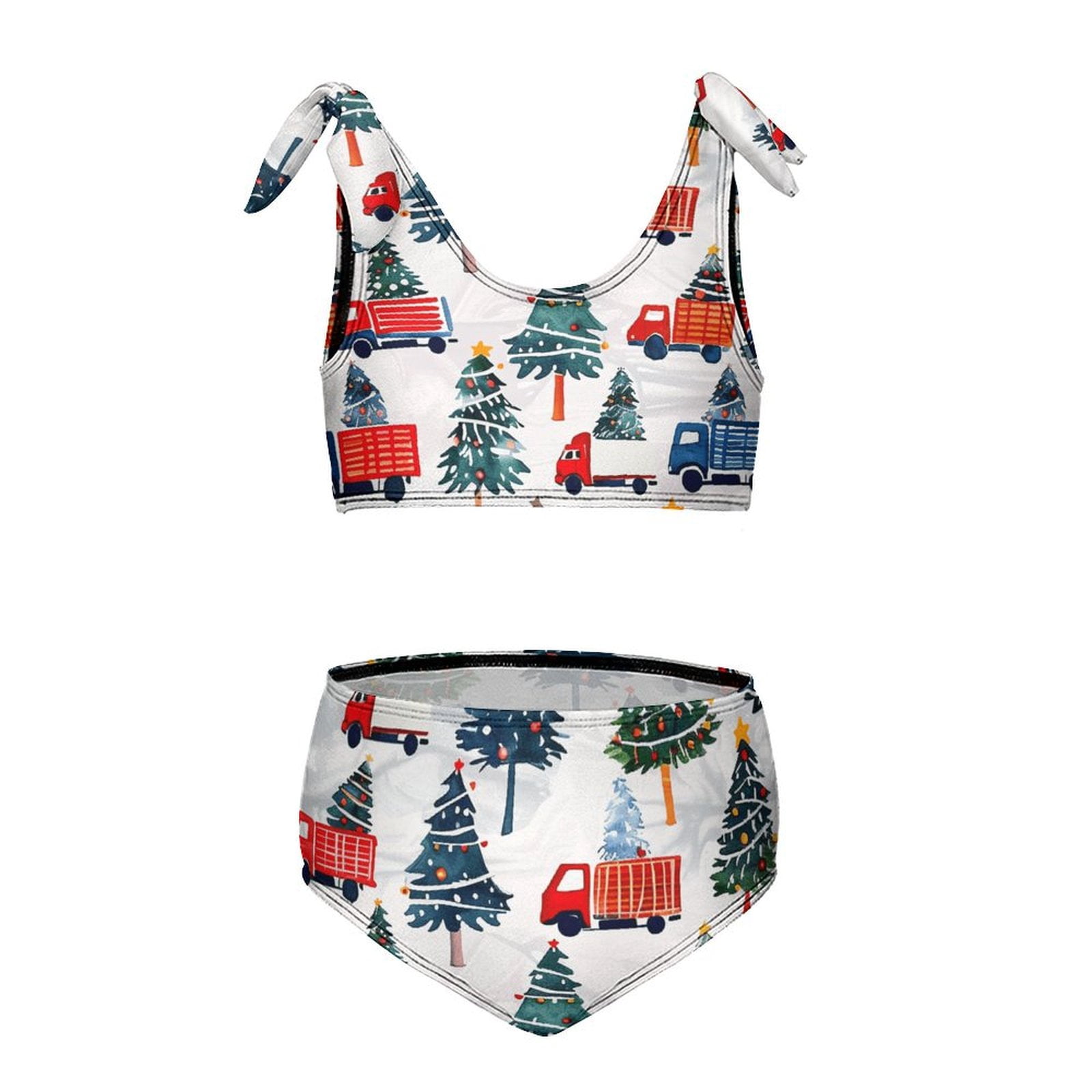 Christmas Train Cedar Tree Girls' 2-Piece Tankini Swimsuit - Walmart.com