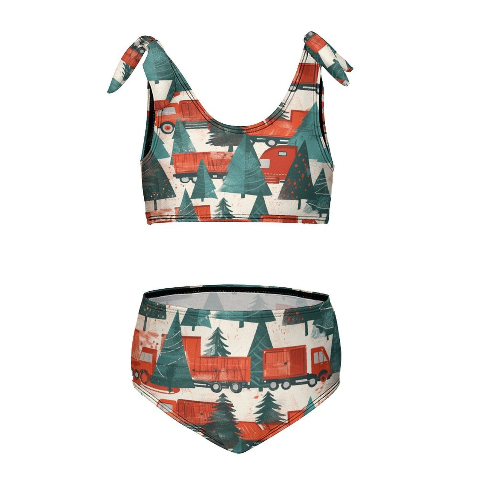 Christmas Train Cedar Tree Girls' 2-Piece Tankini Swimsuit - Walmart.com