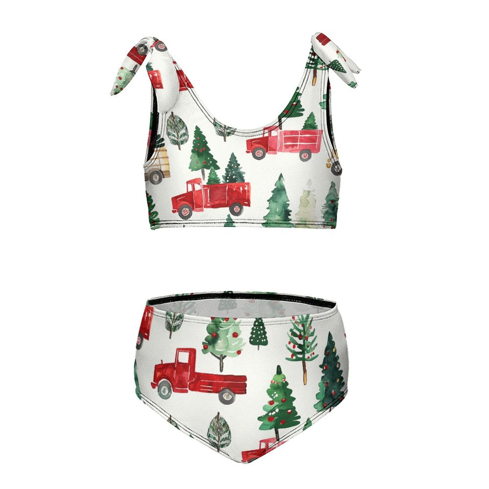 Christmas Train Cedar Tree Girls' 2-Piece Tankini Swimsuit - Walmart.com