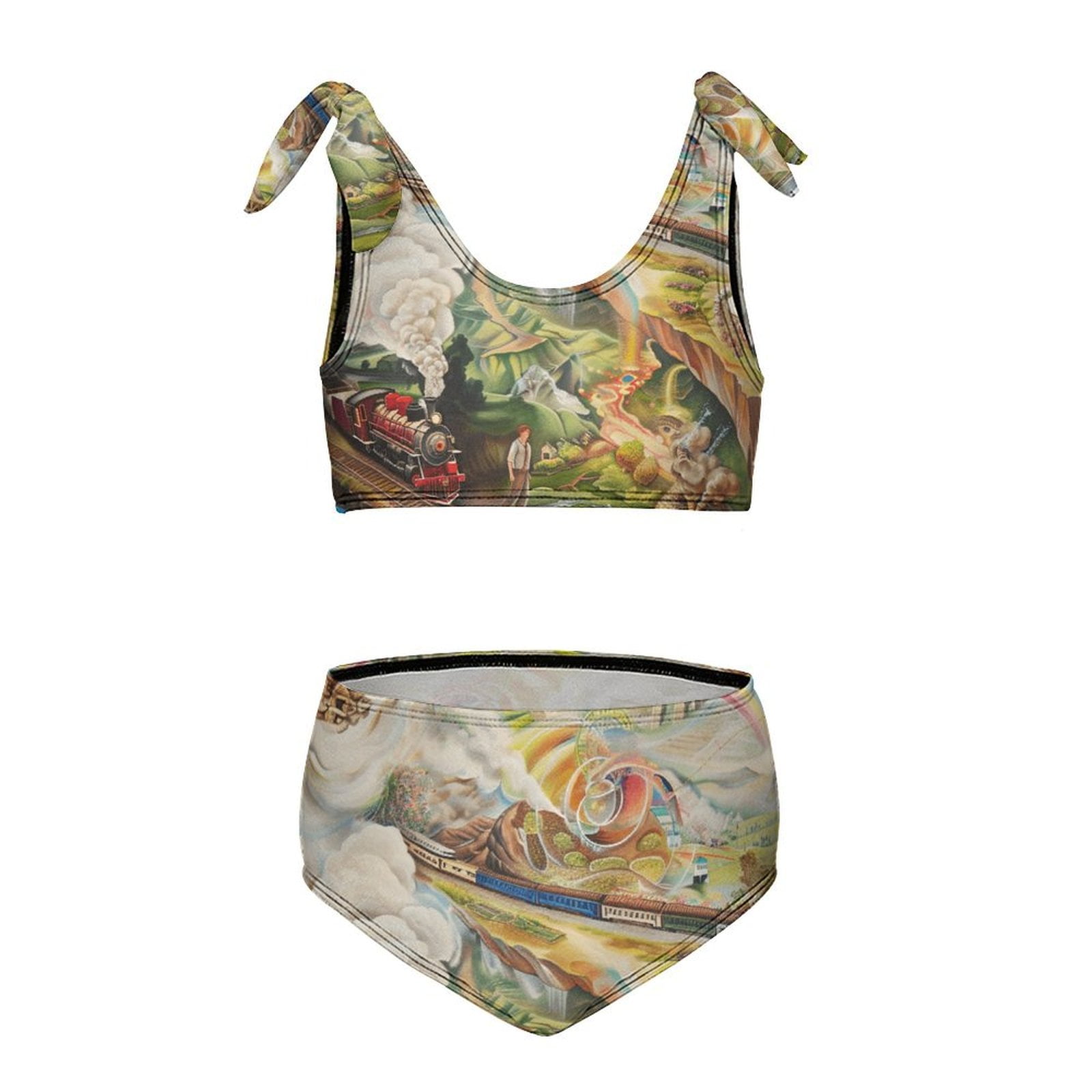 Christmas Train Cedar Tree Girls' 2-Piece Tankini Swimsuit - Walmart.com